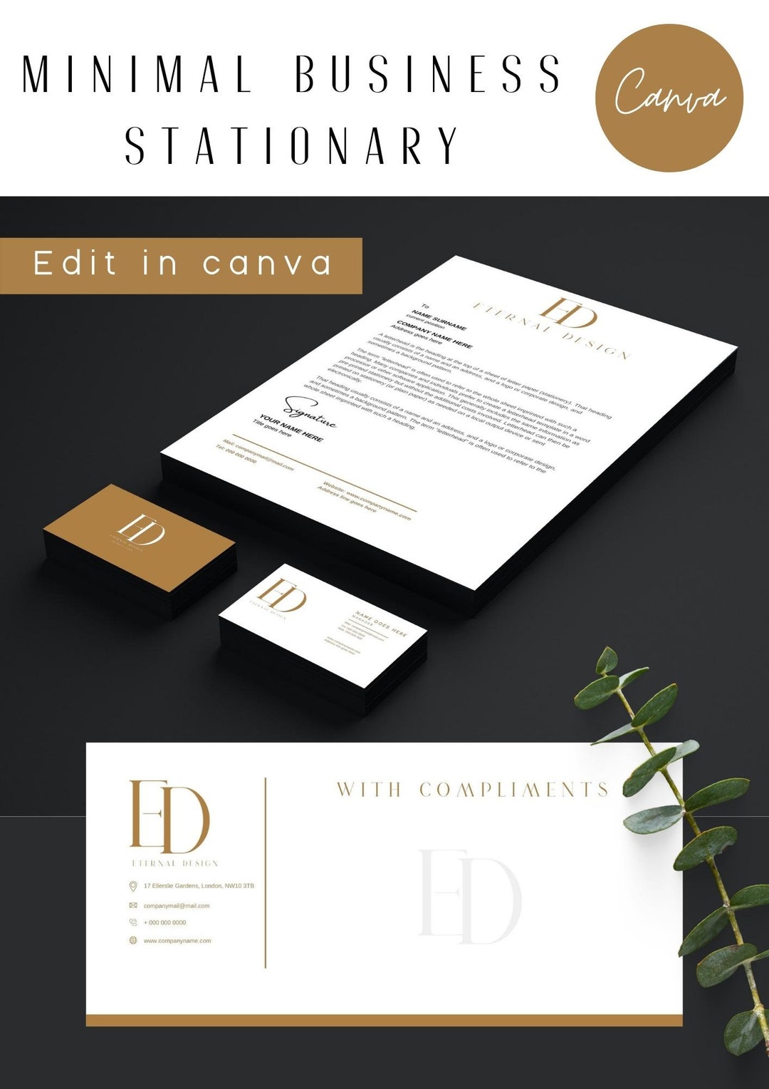 Minimal Business Stationary Template, Instant Download, Printable ...