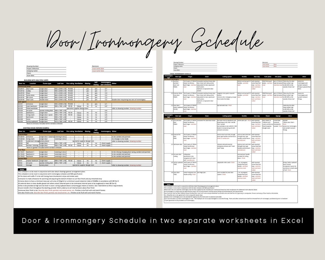 Door Schedule/ironmongery Schedule/editabletemplate/architecture ...