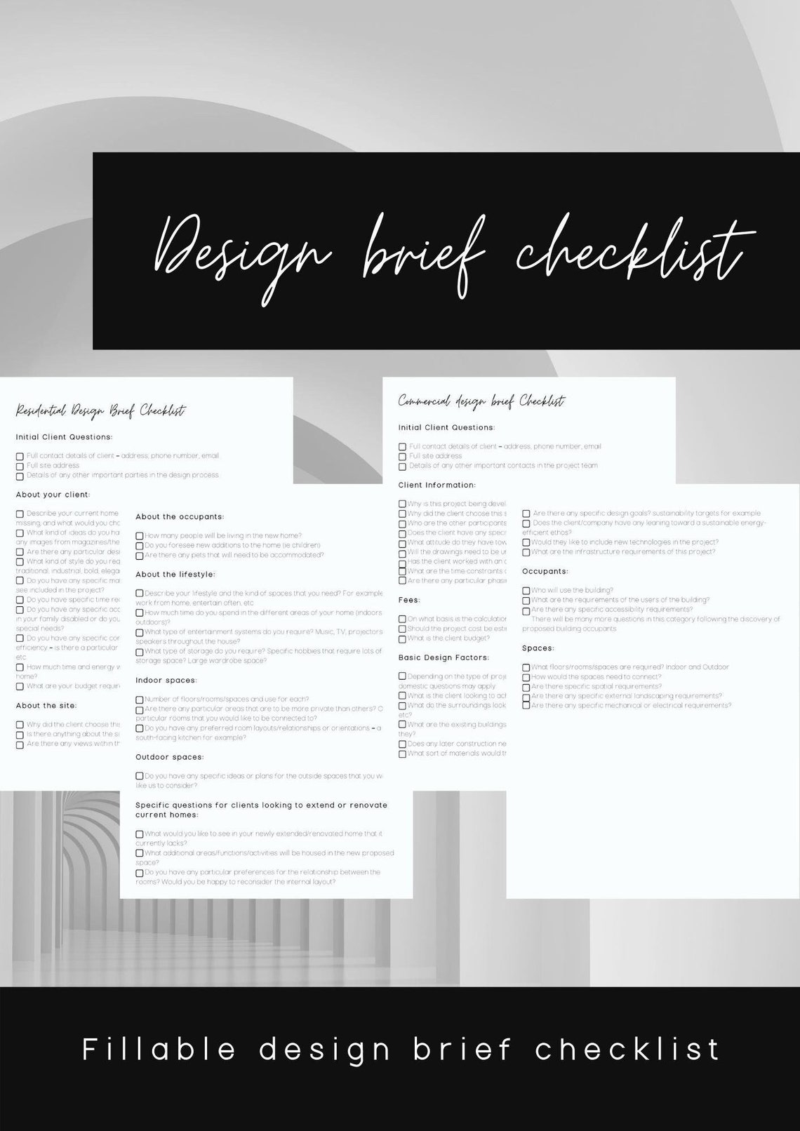 Interior Design Brief Checklist/ Architectural Brief/ Design Brief ...
