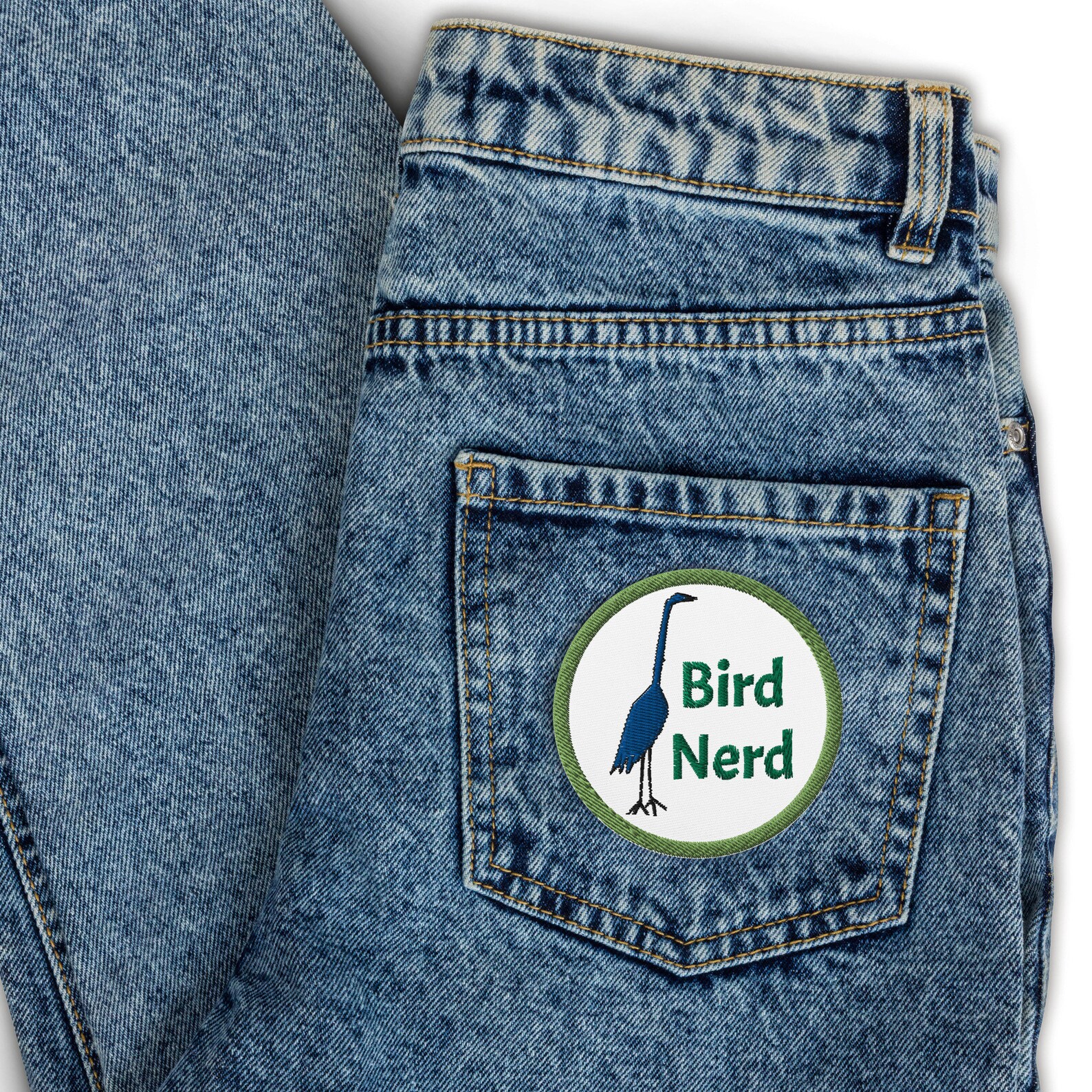 Bird Nerd Patch: Cute Hand-illustrated Great Blue Heron Birdwatching ...