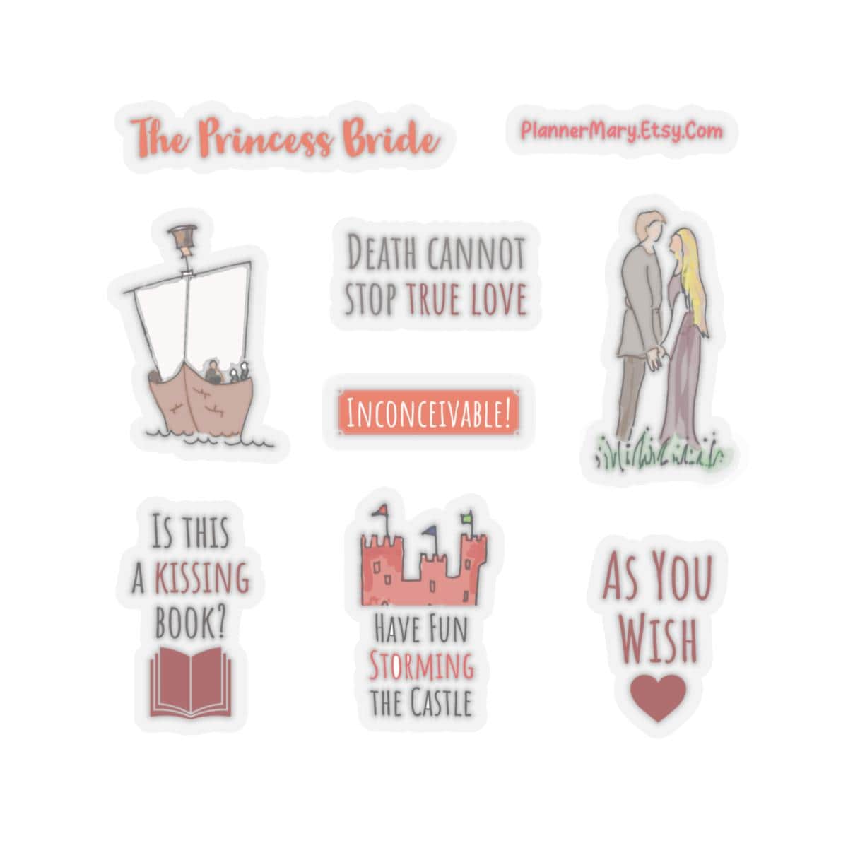 The Princess Bride Sticker Sheet: Hand-illustrated 80s Movie Stickers ...