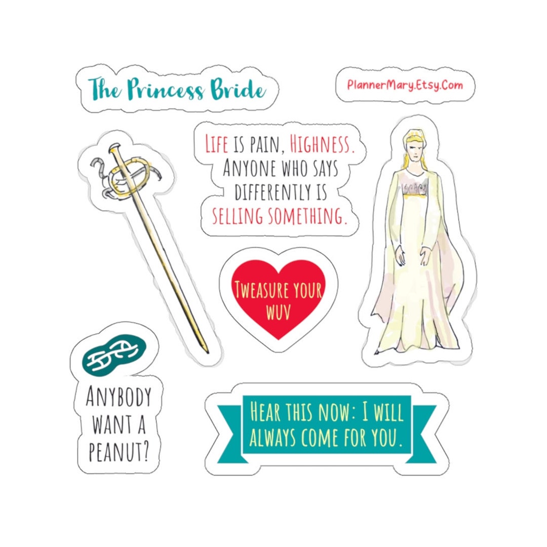 The Princess Bride Sticker Pack 2, Hand Drawn 80s Movie Fan Gift, Cute ...