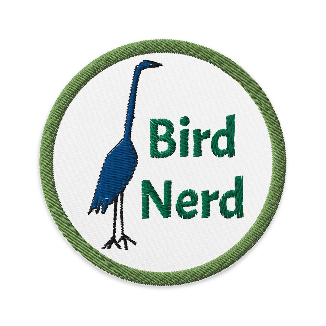 Bird Nerd Patch: Cute Hand-illustrated Great Blue Heron Birdwatching ...