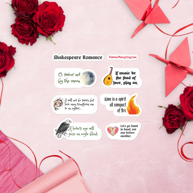 Shakespeare Sticker Sheet: Love Quotes Romantic Lines Romeo & Juliet ...