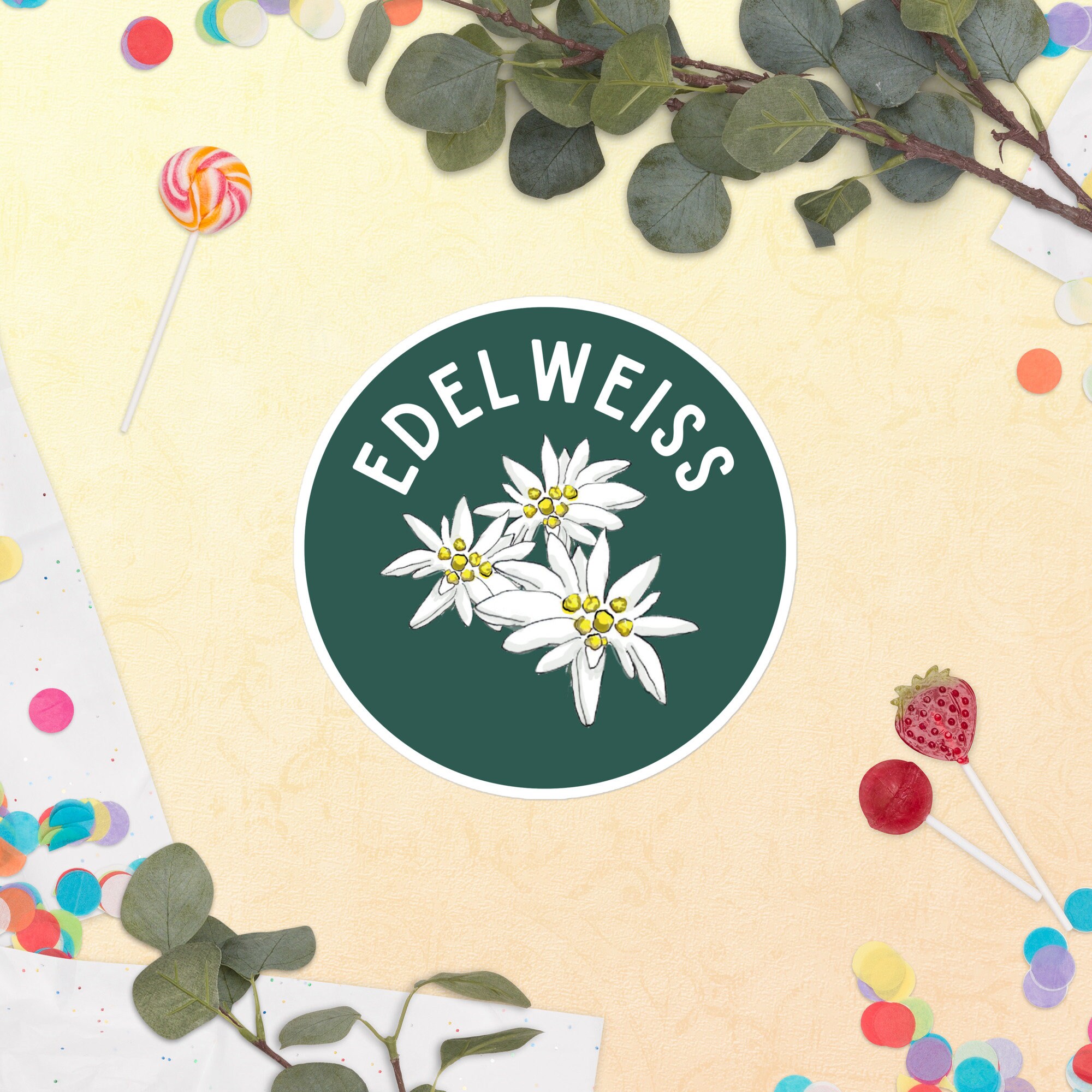 Edelweiss Sticker: Cute Sound of Music Hand-drawn Alps Wildflower Decal for Planner Laptop Water ...