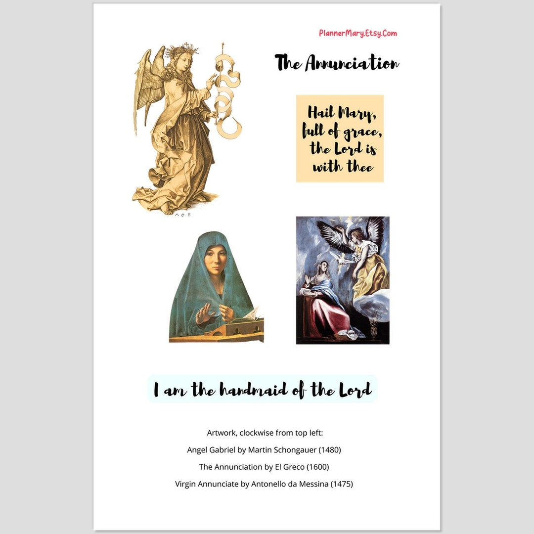 Advent Sticker Sheet: Renaissance Annunciation Art, Catholic Stickers ...