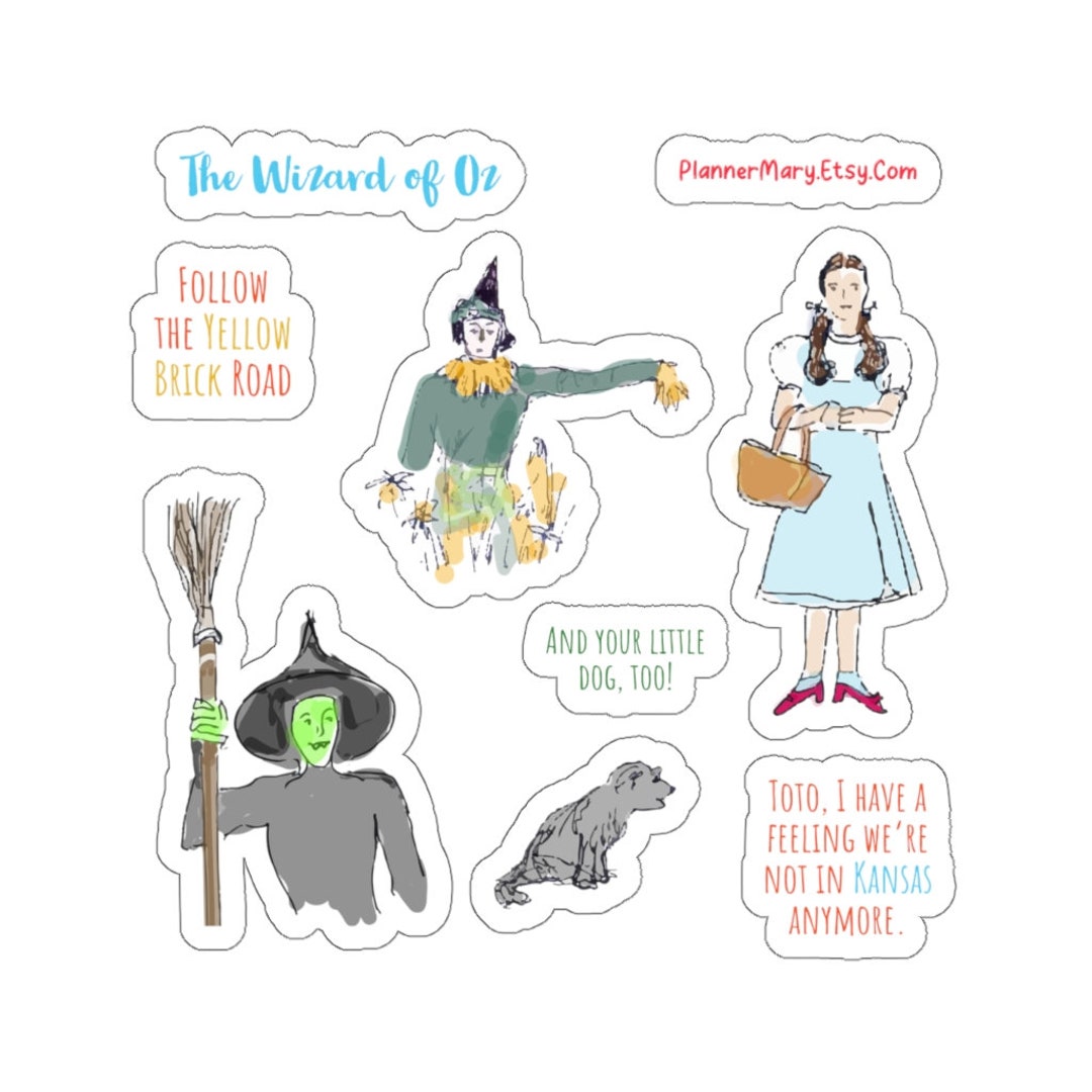 Wizard of Oz Sticker Pack, Hand-drawn Illustrations, Scarecrow Dorothy ...