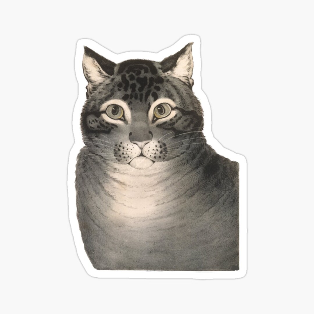 Victorian Cat Sticker: Early 1800s Tabby Cat Decal Lithograph. Kiss Cut ...