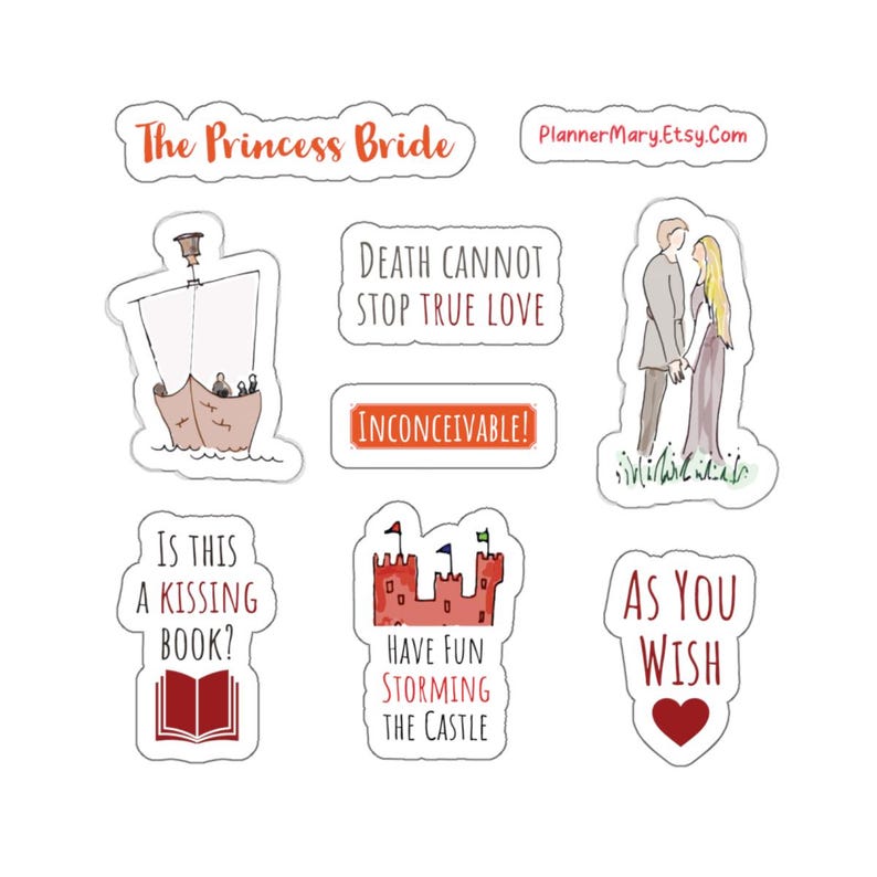 The Princess Bride Sticker Sheet: Hand-illustrated 80s Movie Stickers ...