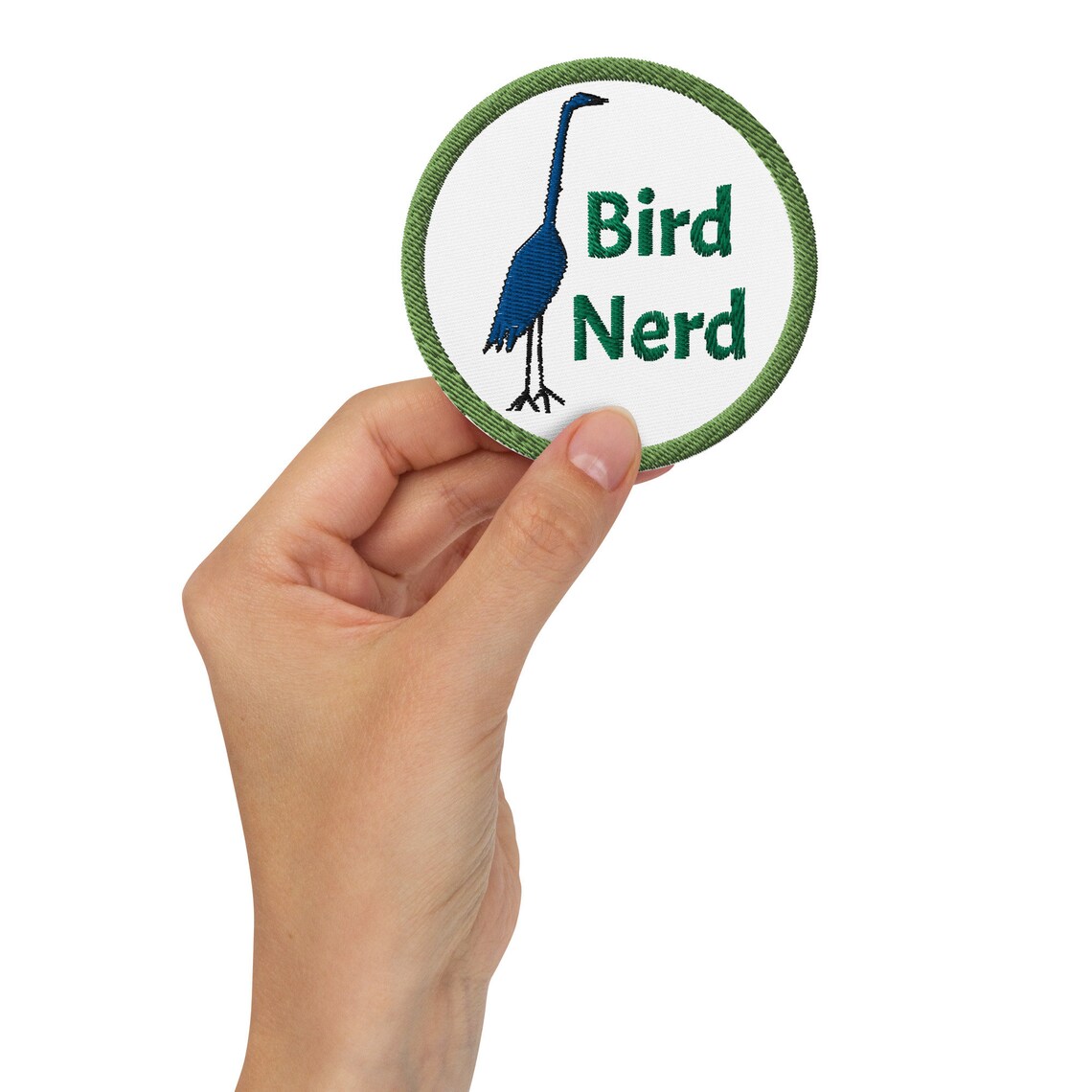 Bird Nerd Patch: Cute Hand-illustrated Great Blue Heron Birdwatching ...