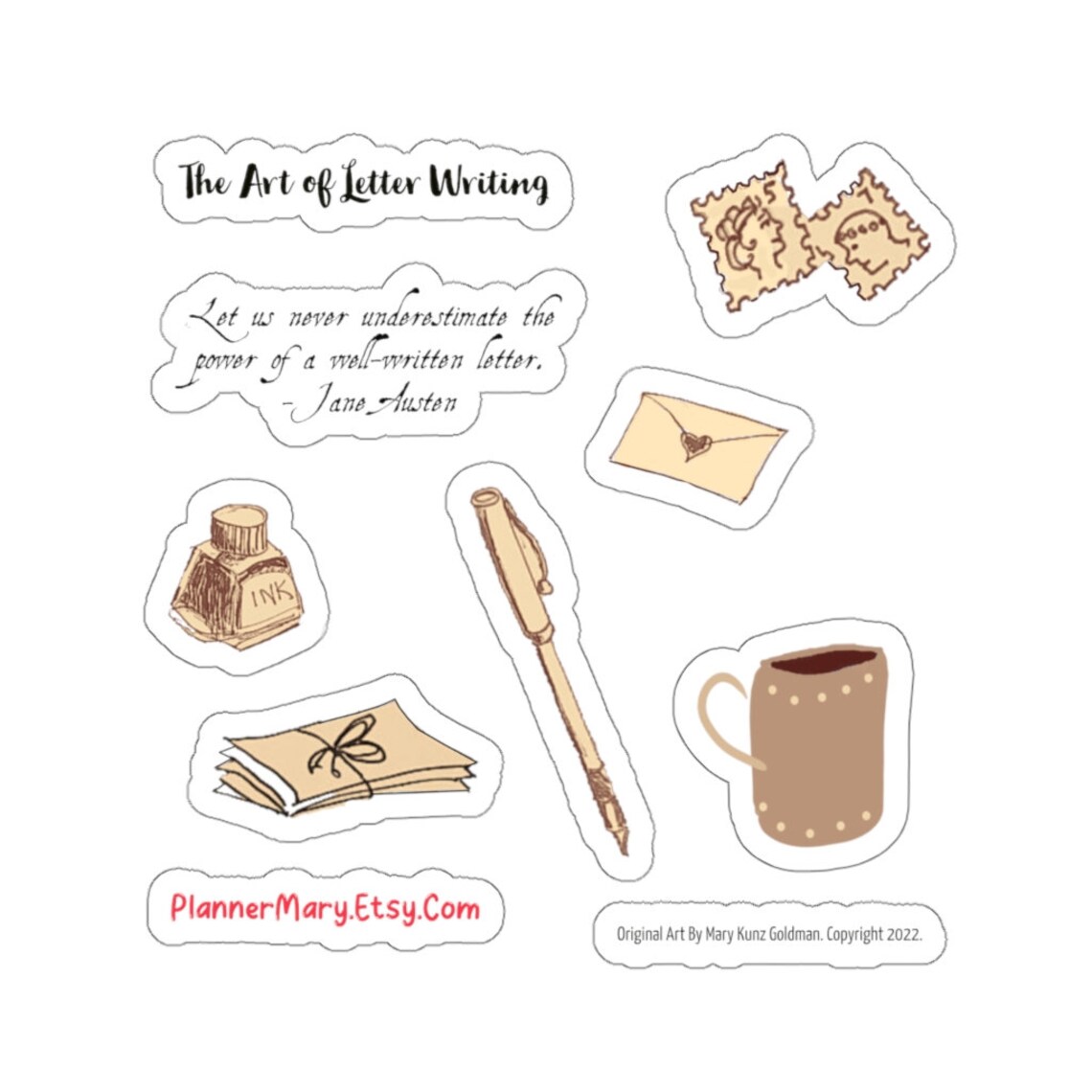 Cottagecore Sticker Sheet Art of Letter Writing Unique Hand - Etsy