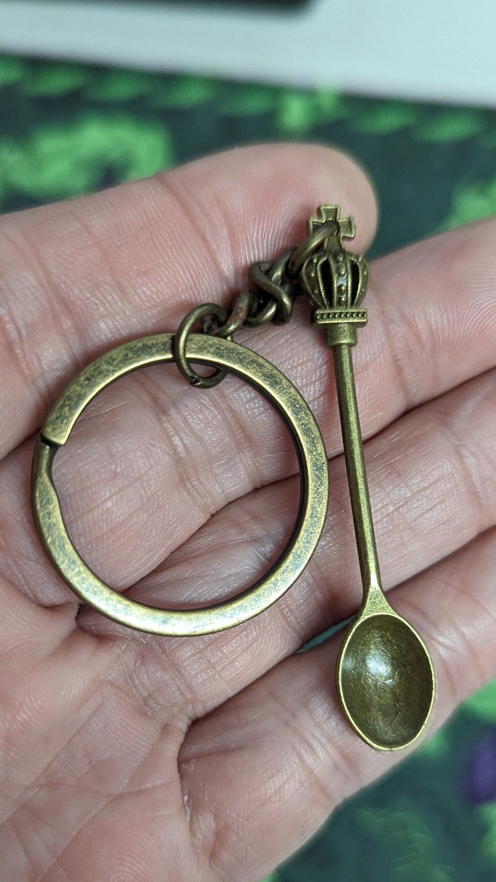 Antiqued Bronze Style Mini Spoon Keyring - Etsy
