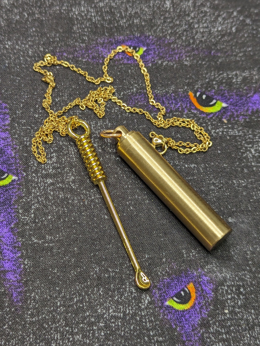 Gold Toned Spoon Pendant W/ Matching 22 Chain & Large Brass Jar - Etsy
