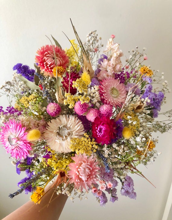 Dried Colorful Flower Bouquet Dry Floral Arrangement - Etsy