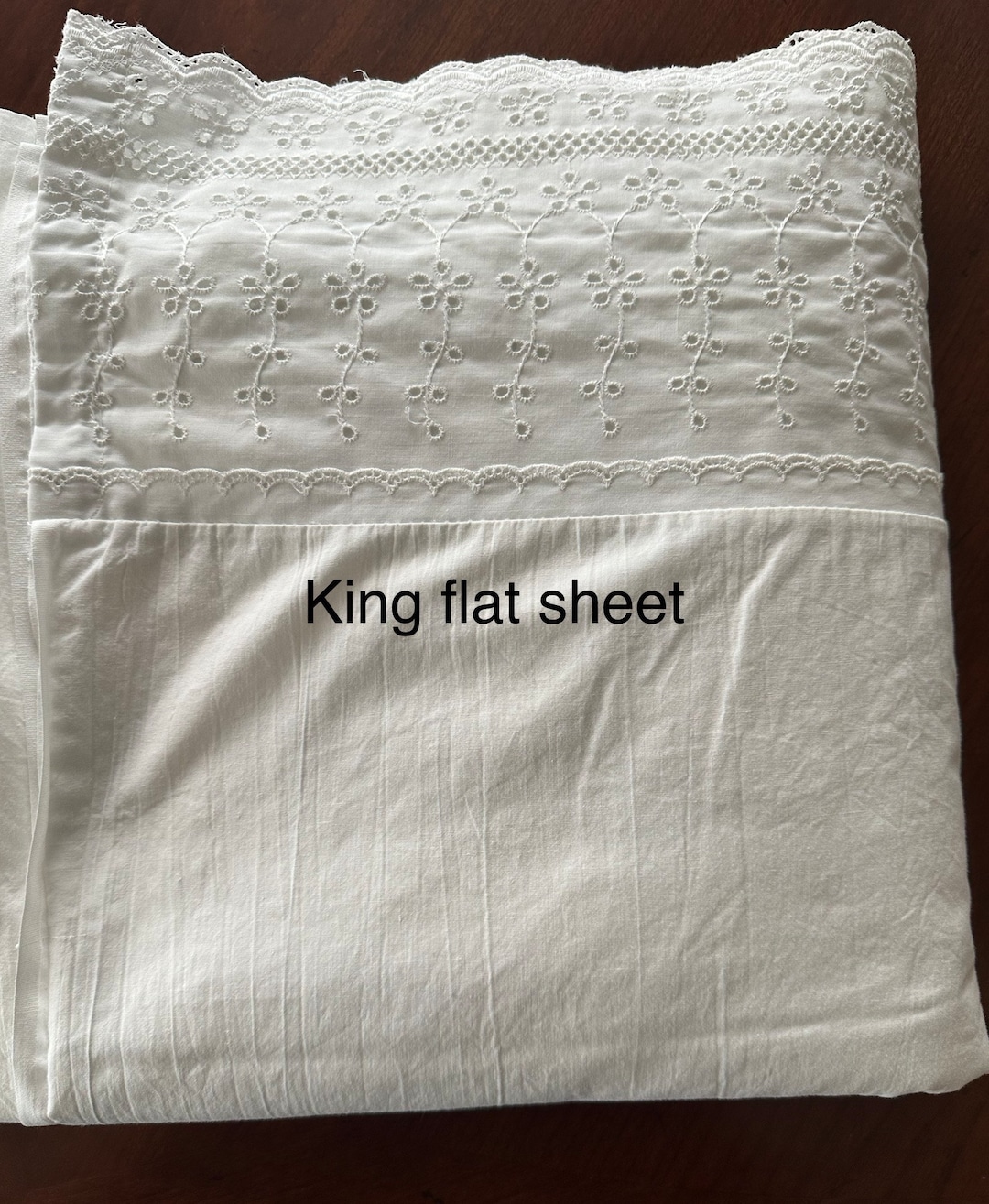 Vintage King Flat Sheet White Eyelet Bedding Fancy Detailed Trim - Etsy