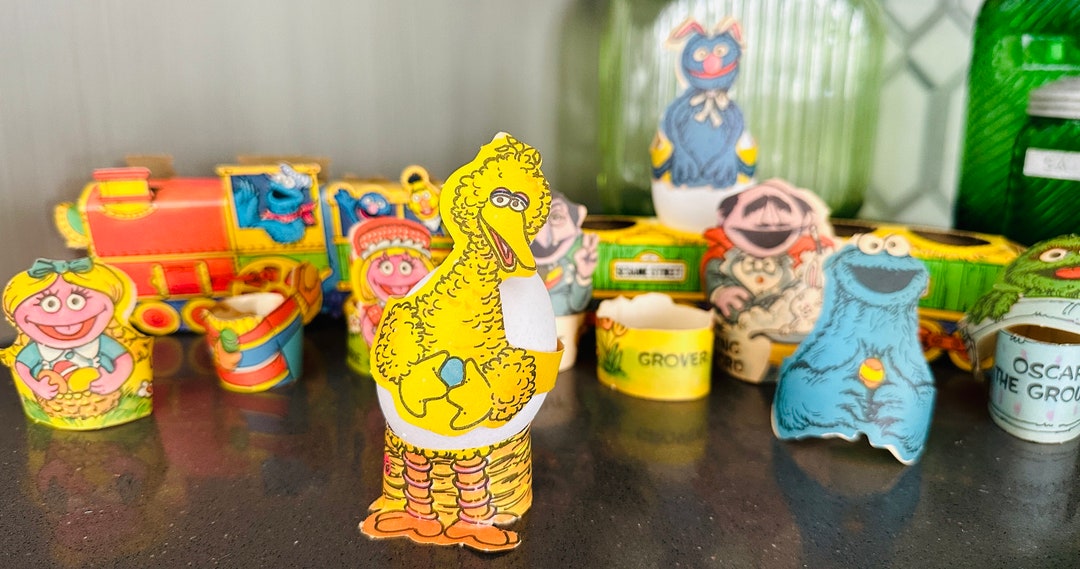Vintage Sesame Street Easter Train Egg Covers Grover Cookie Monster ...