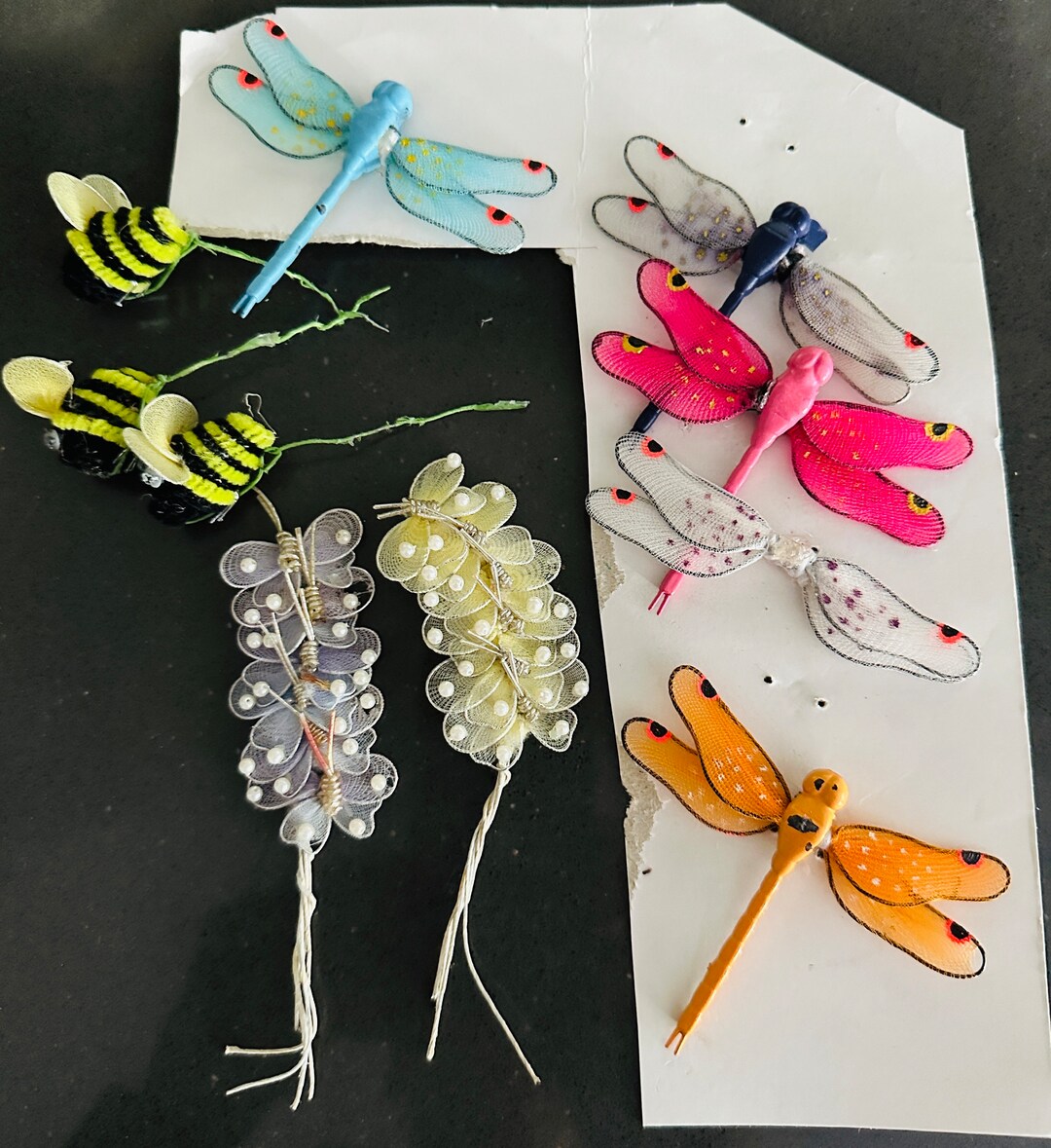 Vintage Bees Dragonflies Butterflies Millinery Crafting Package Tie Ons ...