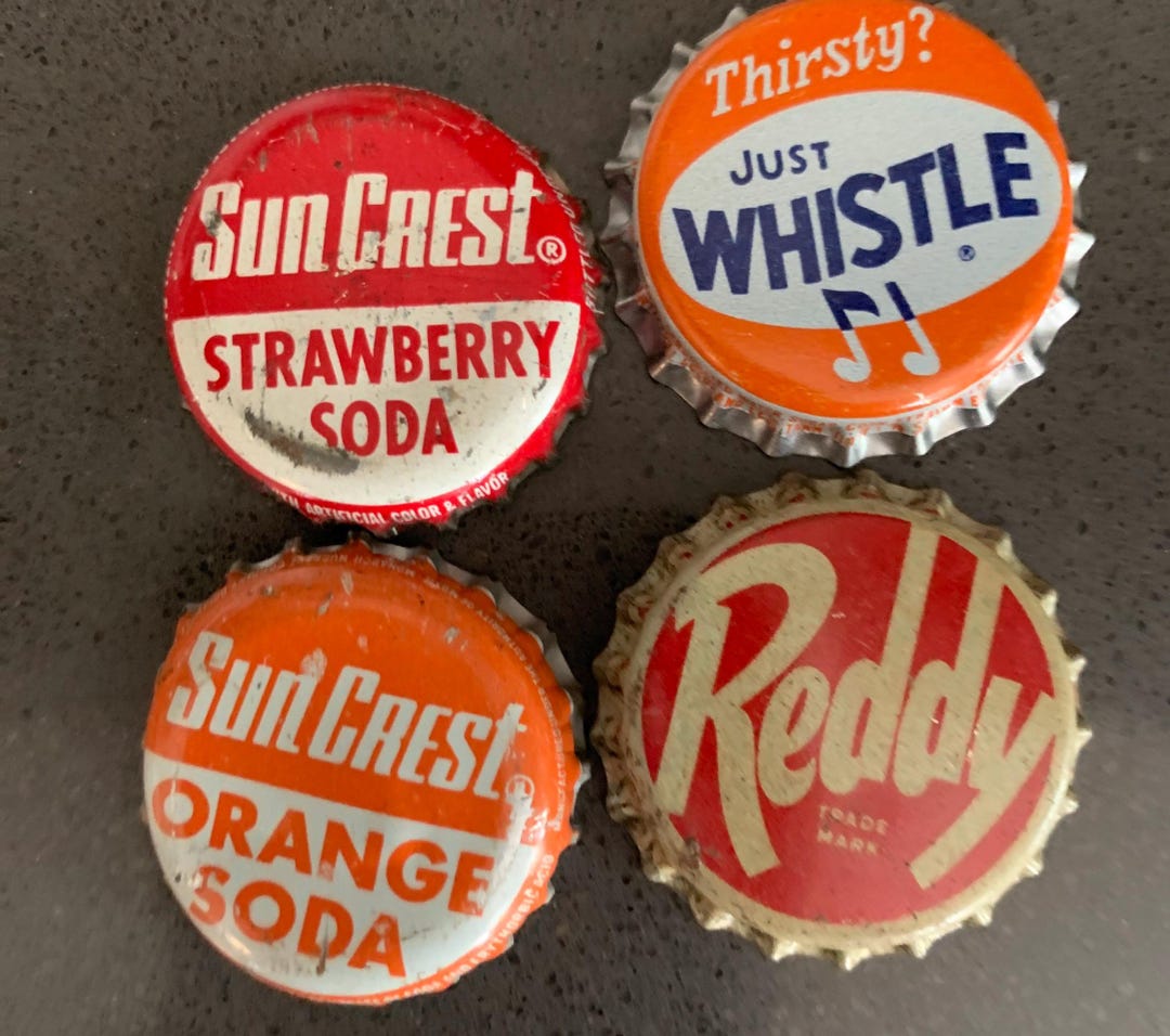 Vintage Soda Pop Caps Whistle Suncrest Strawberry Orange & Reddy ...