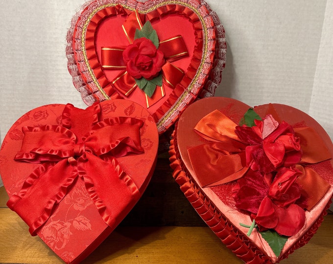 Vintage Heart Shaped Valentine Candy Box Chocolates Hallmark Ribbons Flowers Etsy