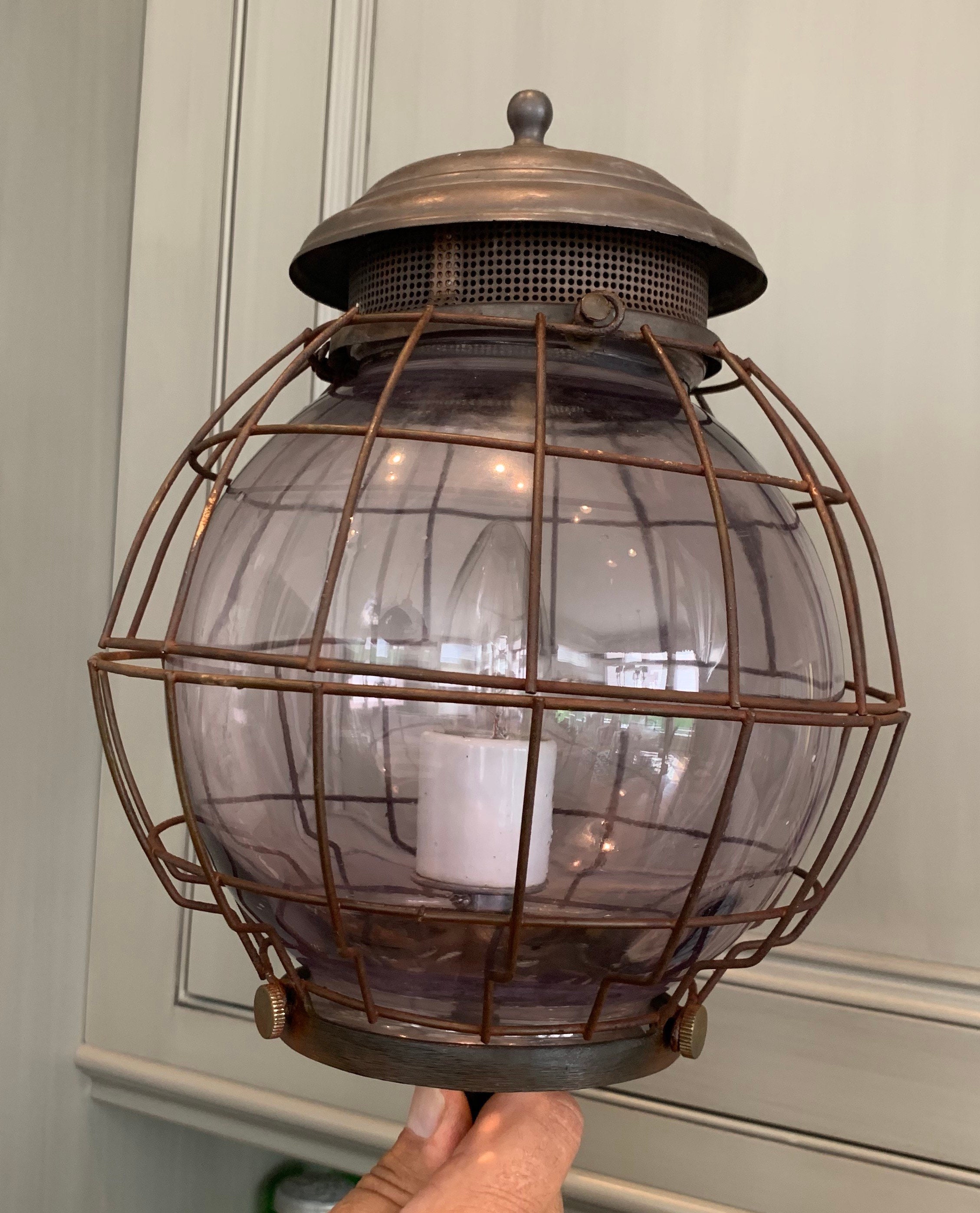 Antique JB Colt Exterior Pole Light Fixture Copper Amethyst - Etsy