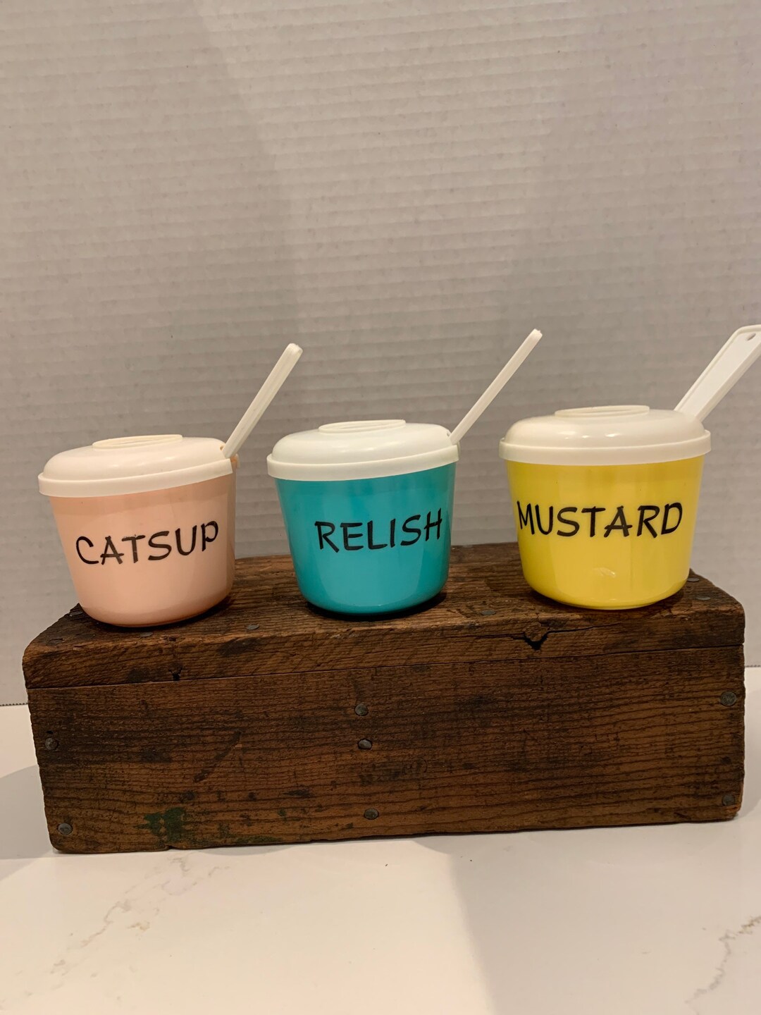 MCM Mid Century Modern Condiment Set Catsup/ Relish/ Mustard - Etsy