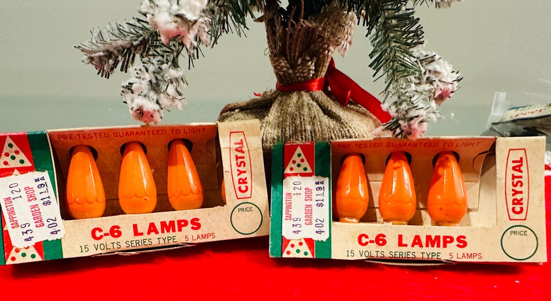 Vintage C6 Christmas Lamps Replacement Light Bulbs Orange in Sleeve ...