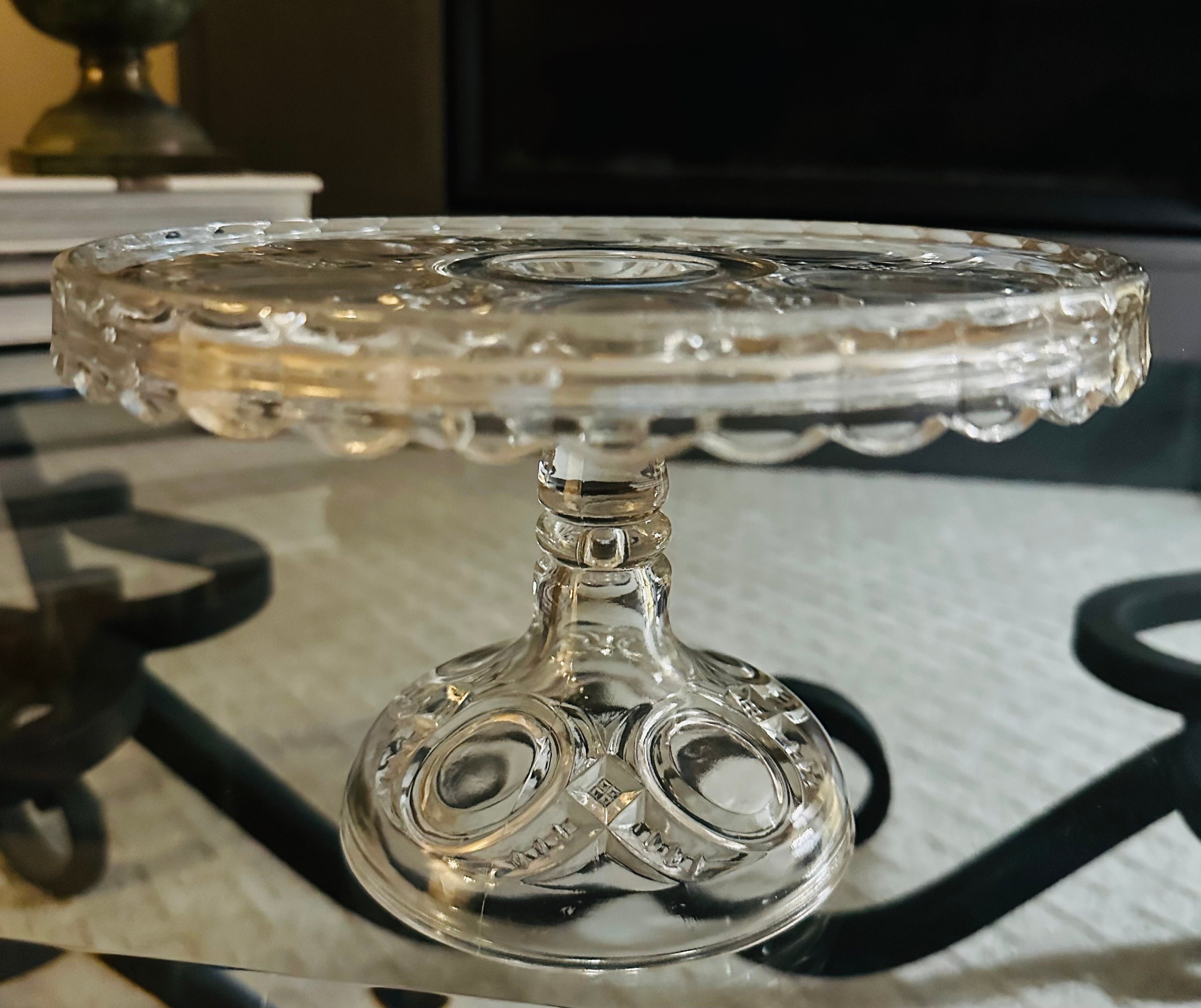 Antique Robinson Glass Romola Pattern Glass Pedestal Cake Stand With ...