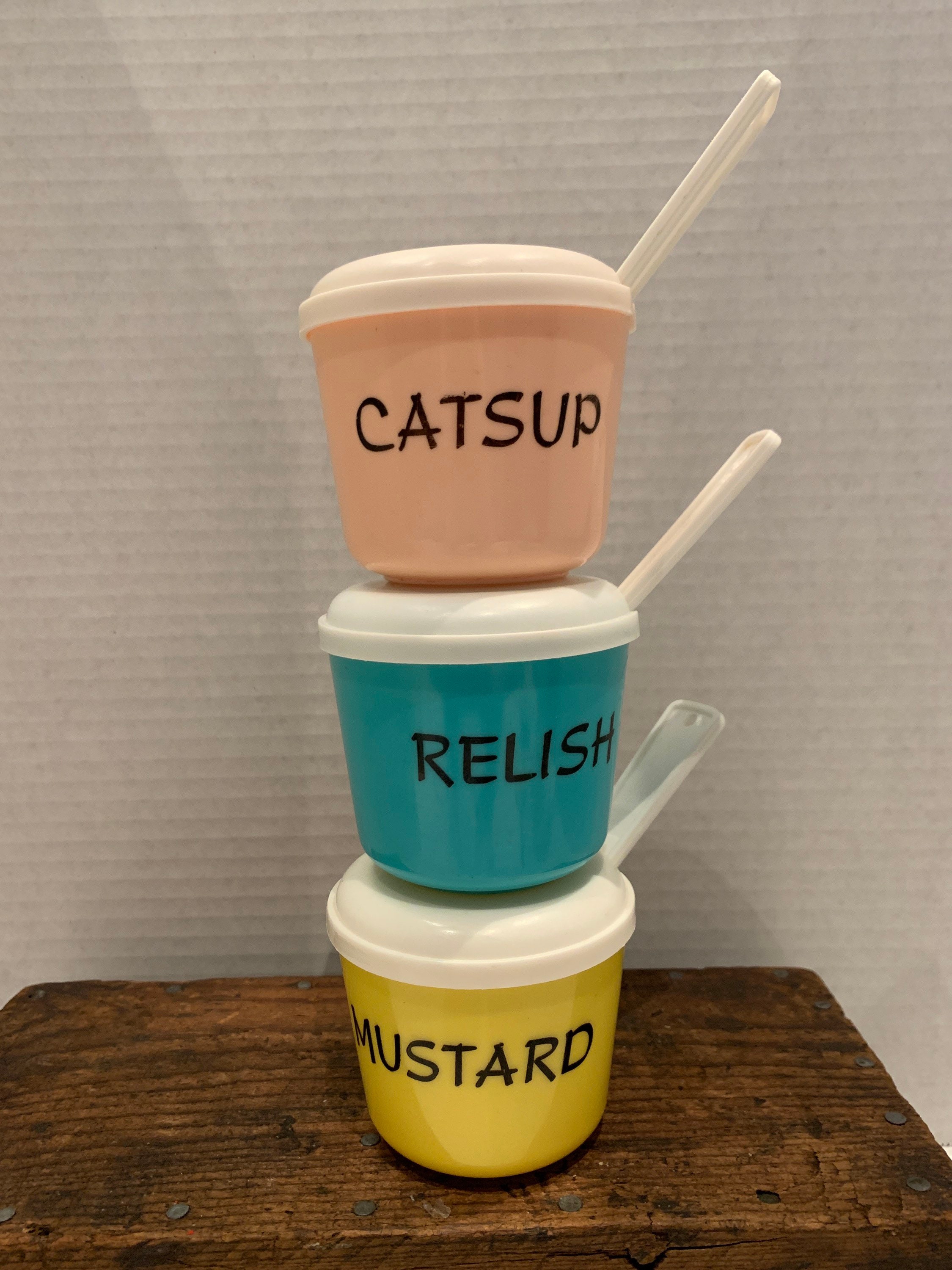 MCM Mid Century Modern Condiment Set Catsup/ Relish/ Mustard | Etsy