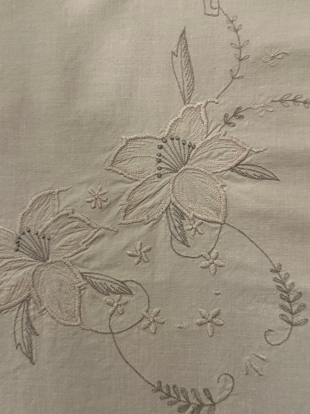 Vintage Dining Tablecloth Machine Stitch Embroidery 96x64 Ivory - Etsy