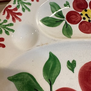 Antique Stick Spatterware Divided Plate England Christmas Dining Set of ...