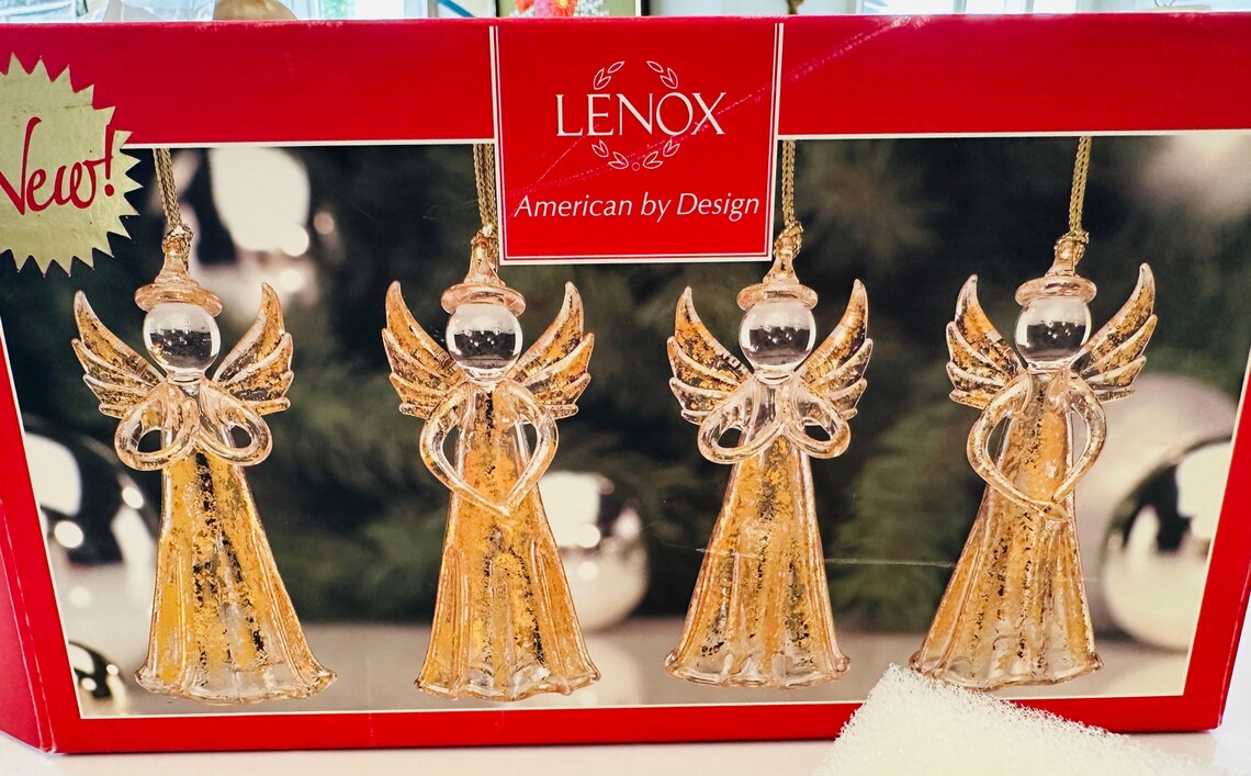Vintage Lenox Crystal Angel Collection Ornament Set 4 in Original Box ...