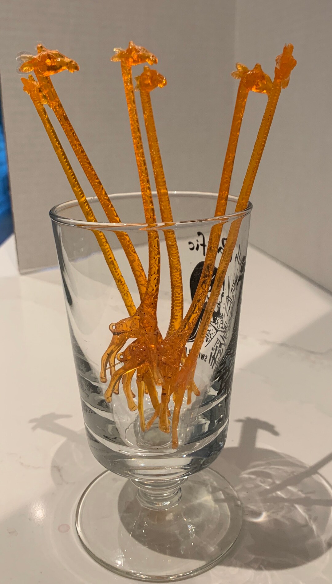 6 Vintage Giraffe Swizzle Sticks / Drink Stirrers/ Cocktail Sticks MCM ...