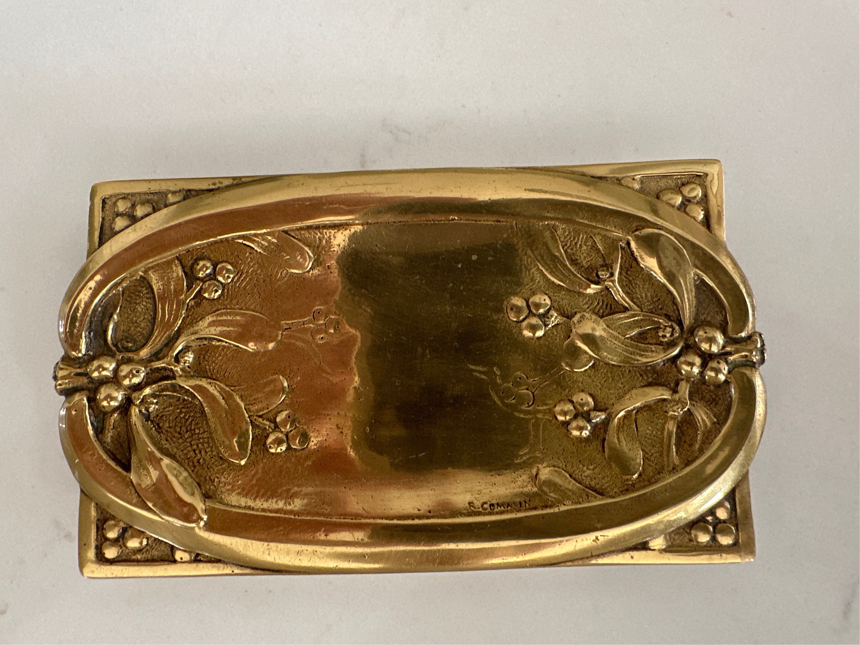 Vintage Brass Oval Calling Card Holder Signed R.common - Etsy