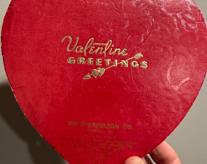 Vintage Red Heart Shaped Valentine Candy Boxes Embossed Gold Older Deep Red Etsy
