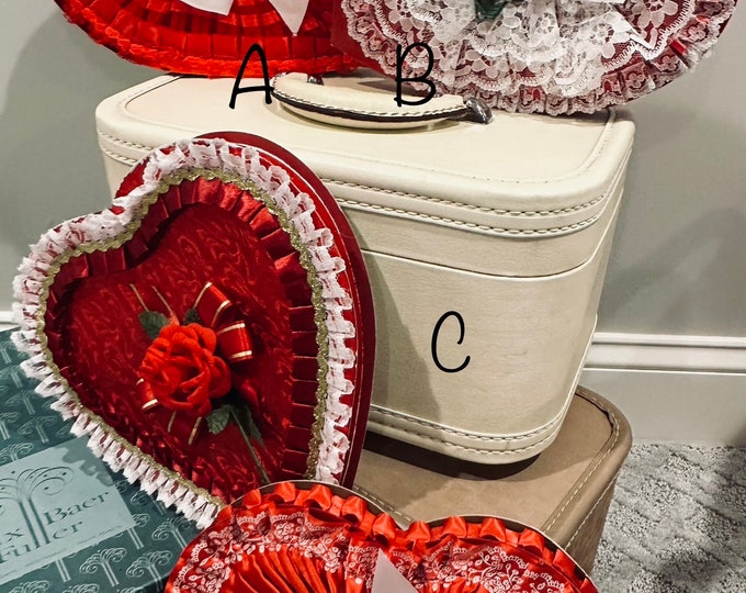 Vintage Heart Shaped Valentine Candy Boxes Chocolates Ribbons Flowers Lace Etsy