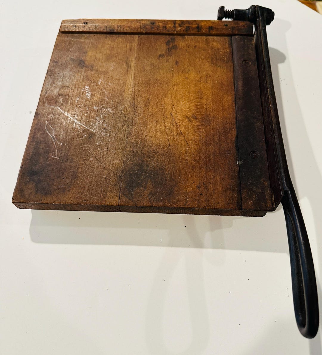 Vintage Dane Paper Cutter Wood With Ruler Mini Size Office Supplies ...