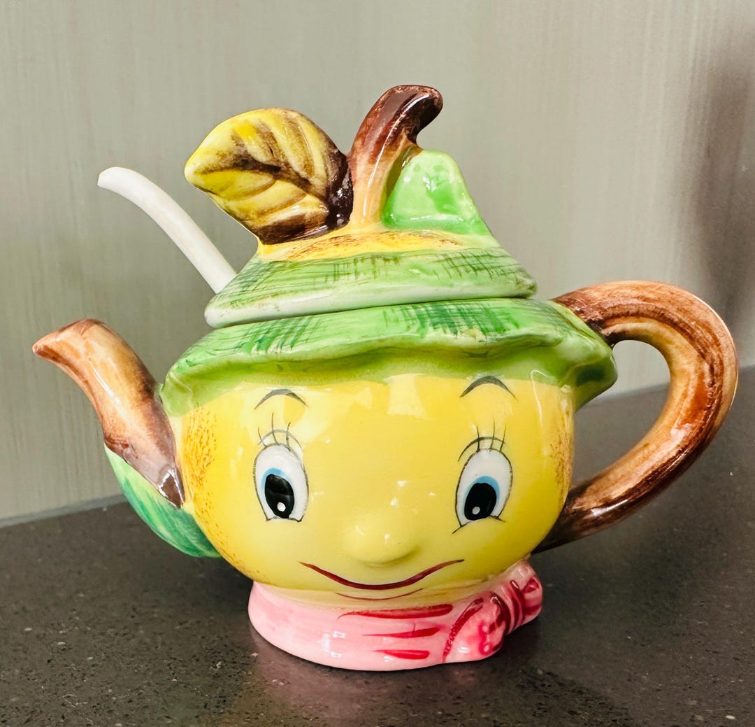 Vintage Anthropomorphic Teapot With Spoon Sugar Decor Japan - Etsy