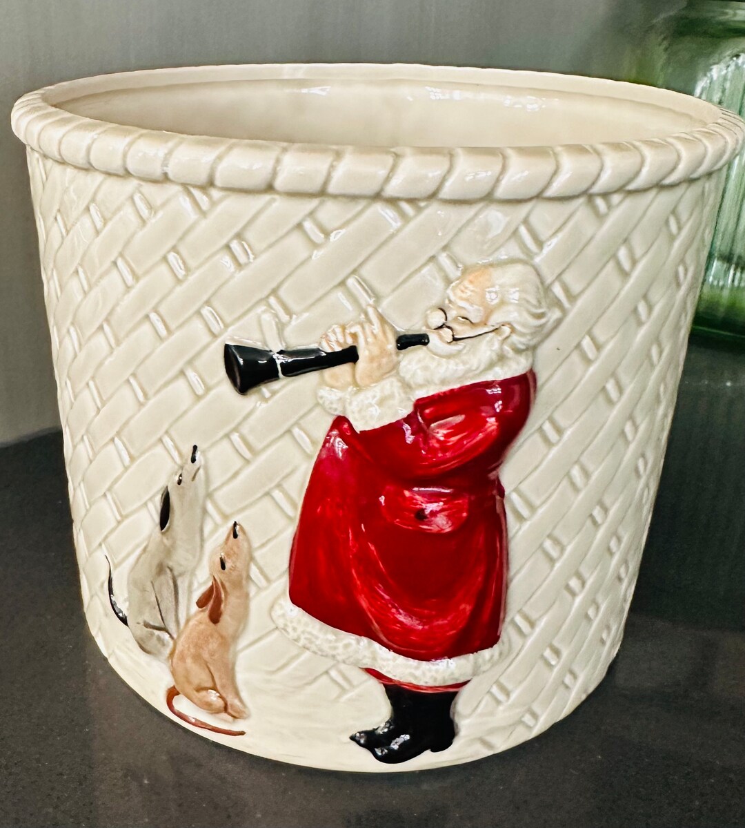 Vintage Planter Scottish Hunter With Dogs Christmas Decor Container ...