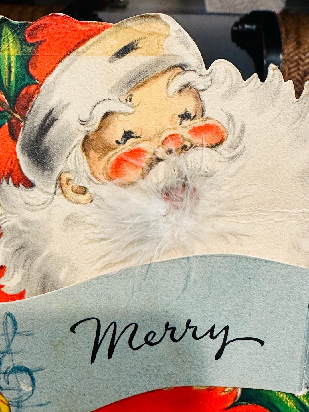 Vintage Christmas Die Cuts Santa 3d Holiday Tree Santa Face Wall Decor ...