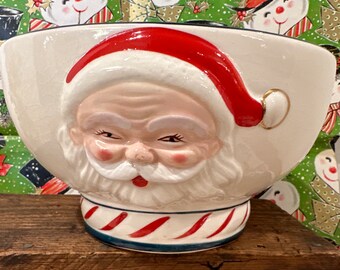 Vintage Santa Punch Bowl - Etsy