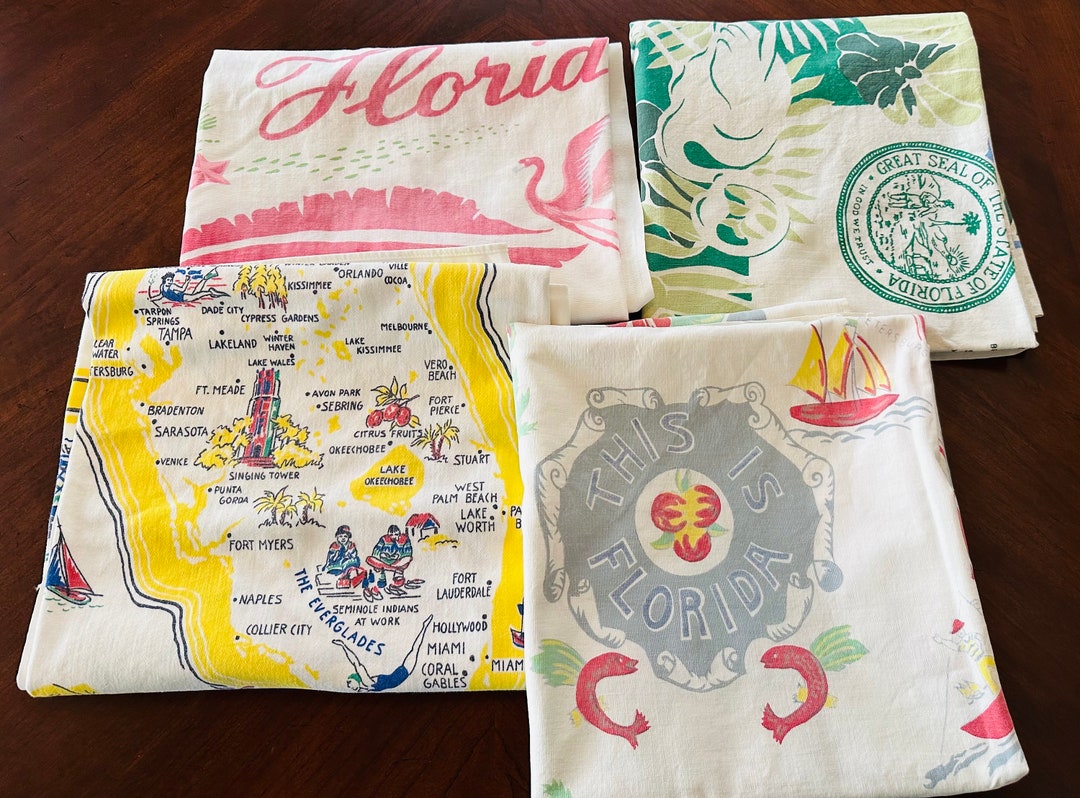 Vintage Florida State Tablecloths Square Rectangle Souvenir Table ...