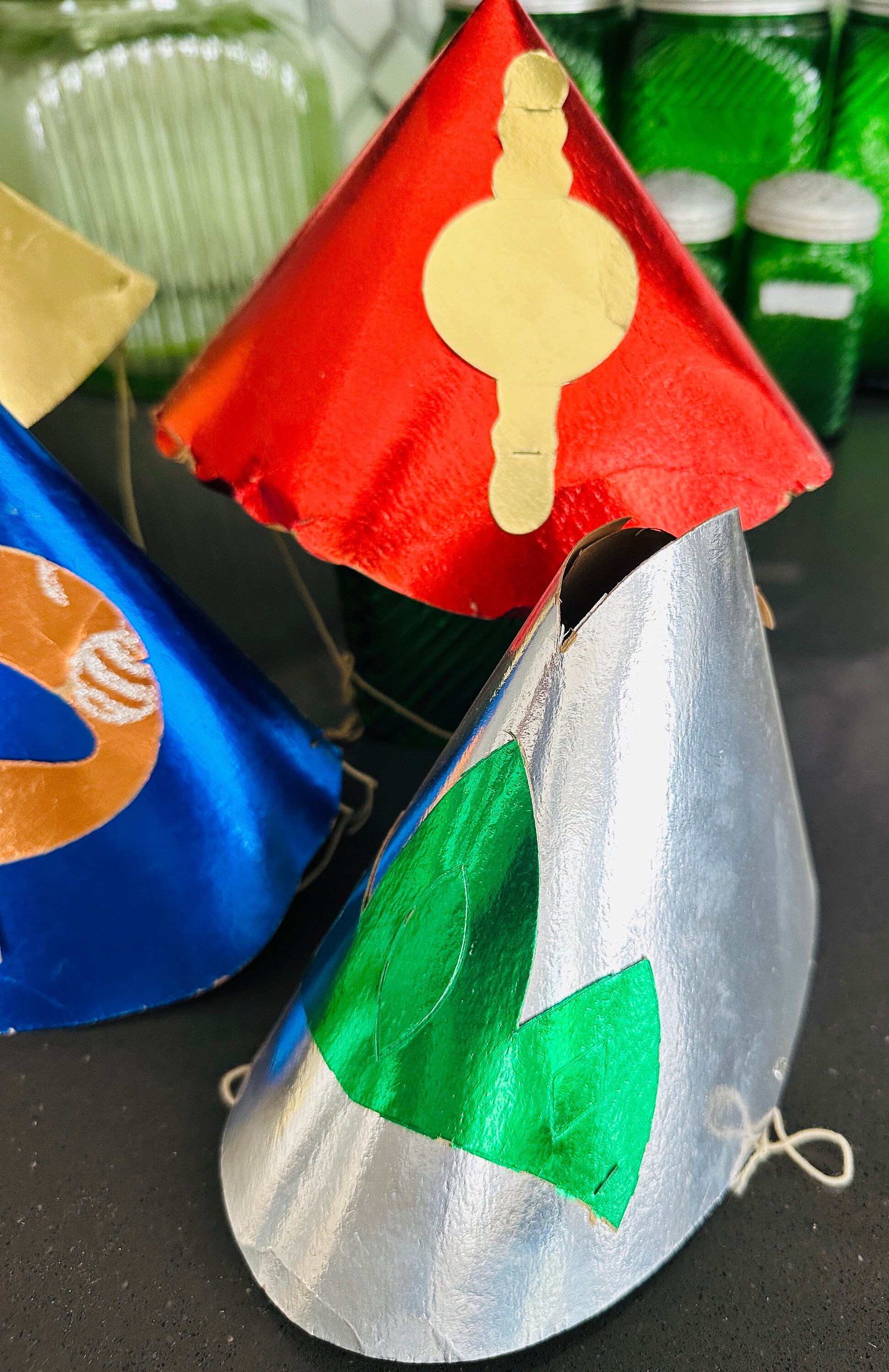 Vintage Birthday Party Hats Party Supplies Metallic Super Powers Set 6 ...
