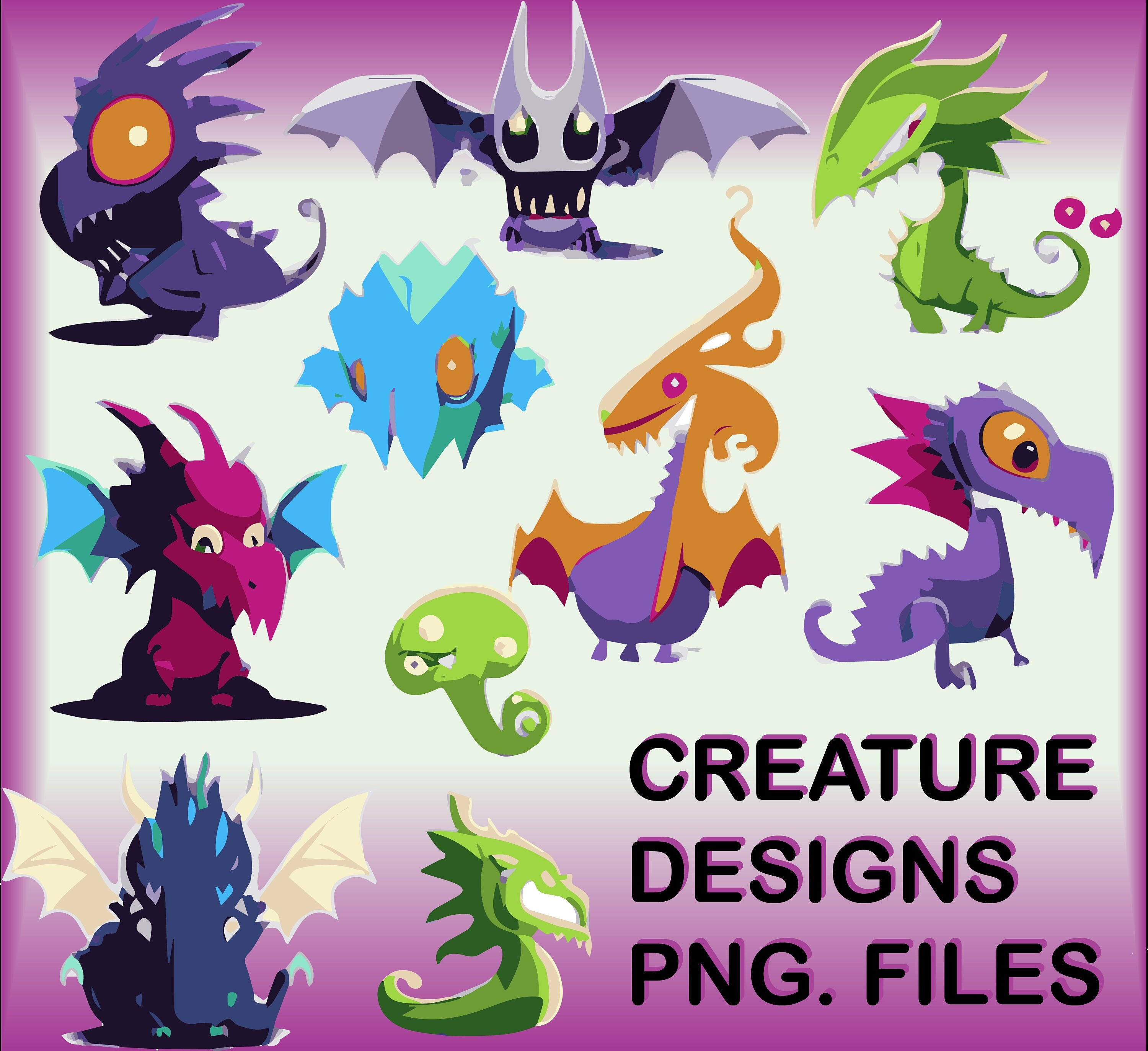 Creatures Clip Art Png Files Cartoon 2d Clip Art - Etsy