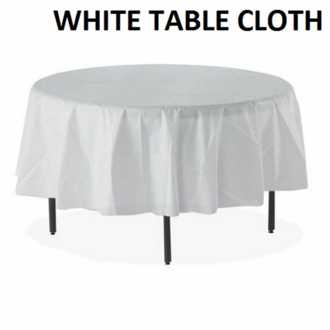 White Plain Round Tablecloth Table Cover Cloth White Satin - Etsy