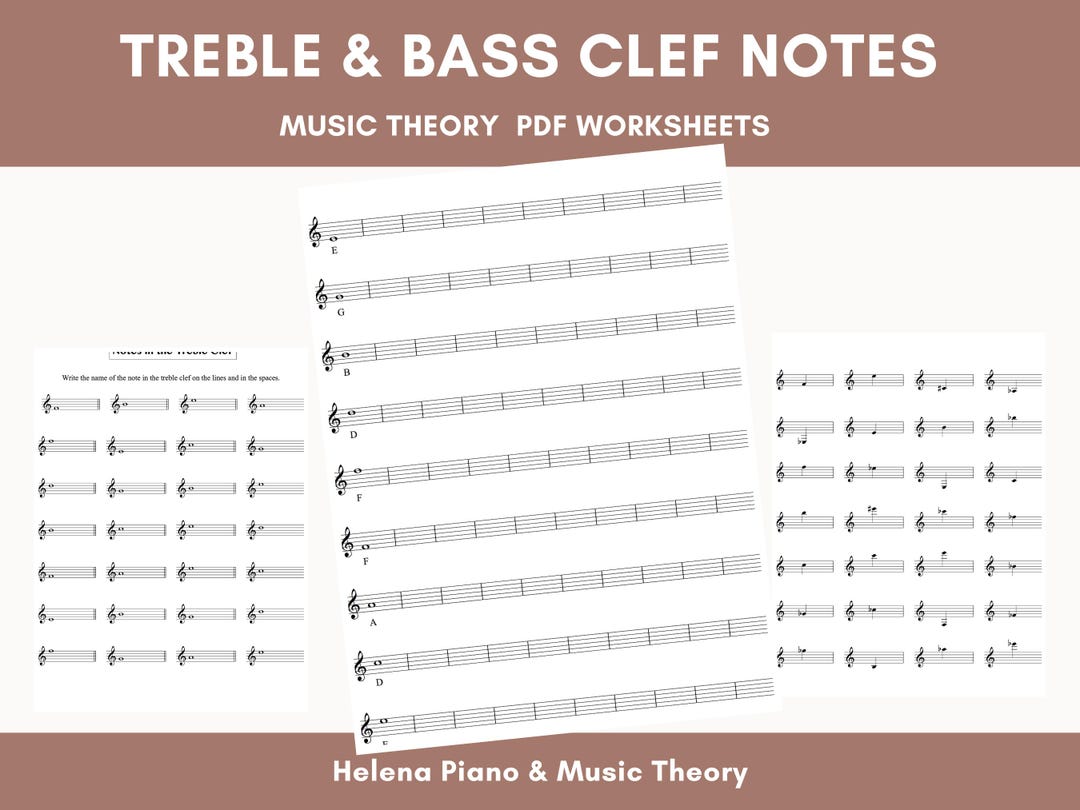 Master Music Theory: Treble & Bass Clef Notes Worksheets for Beginners ...