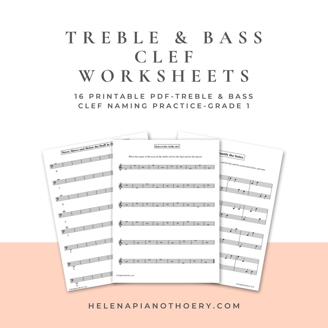 Treble & Bass Clef Note Naming Worksheets - 16 Printable PDF Music ...