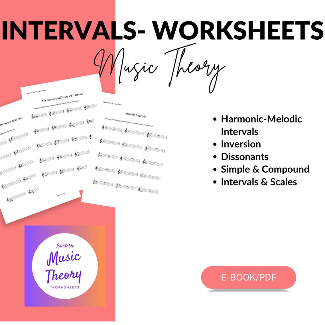 Music Theory Interval Practice Worksheet/ All Levels | Perfect for ...