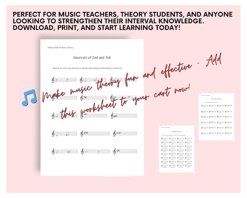 Music Theory Interval Practice Worksheet/ All Levels | Perfect for ...