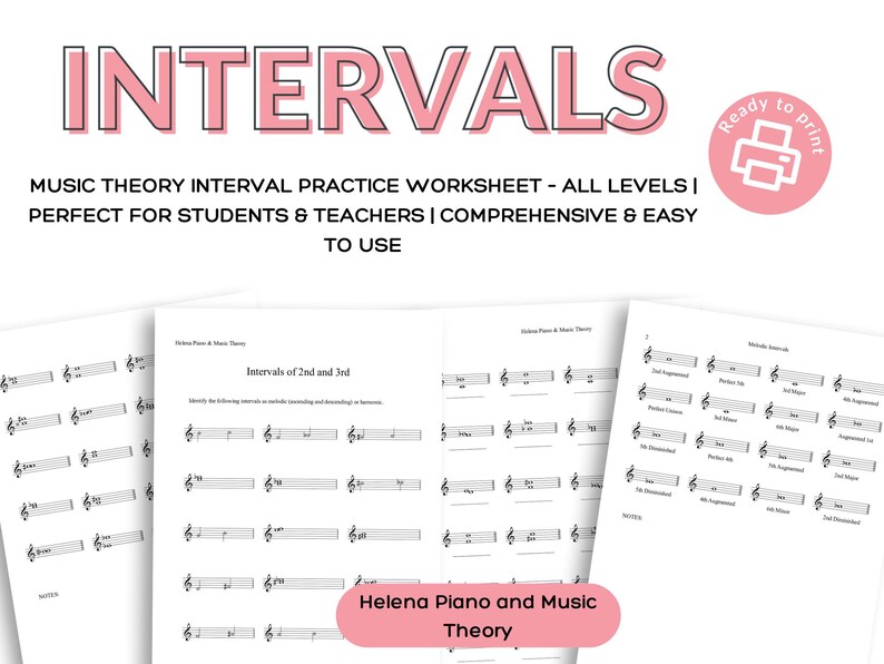 Music Theory Interval Practice Worksheet/ All Levels | Perfect for ...