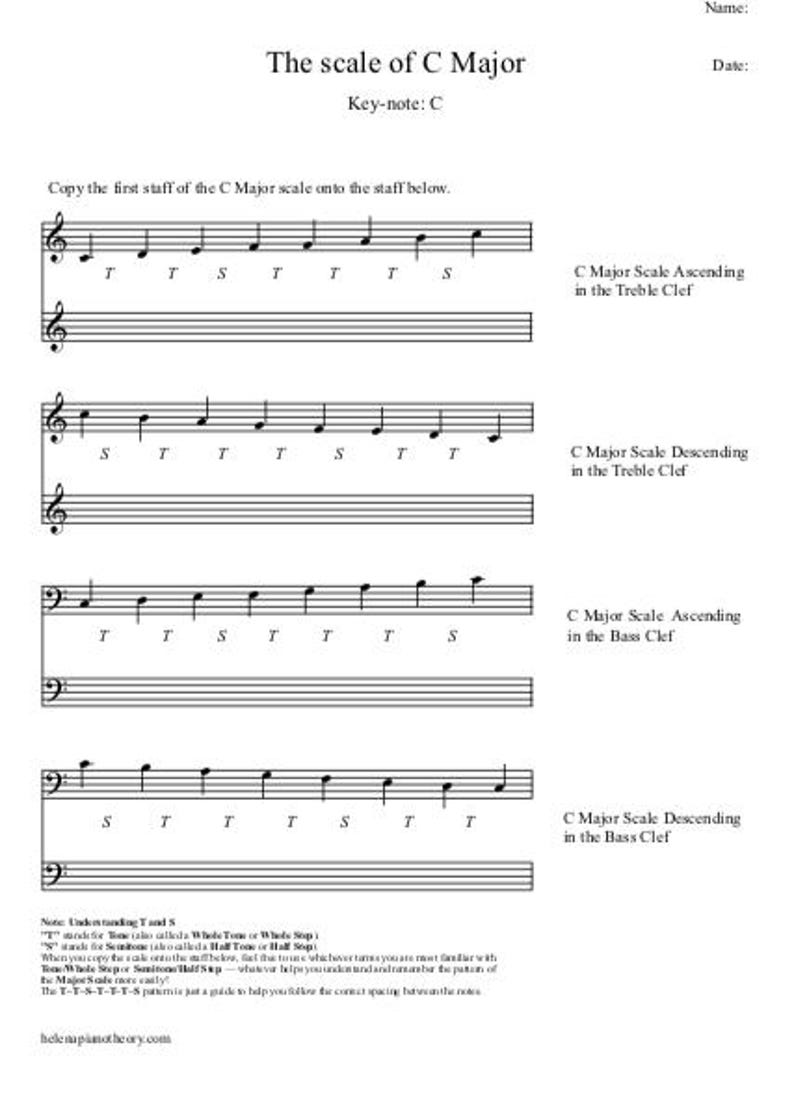 15 Major Scales Music Theory Worksheets - 15 PDF Sets (4 Pages Each ...